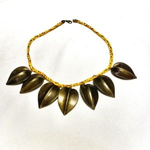 Mango | Jewelry | Brass Leaf Yellow Necklace From Mango | Poshmark